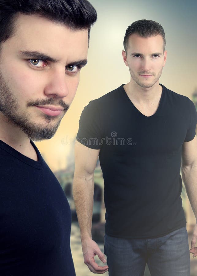 Book Cover with Two Handsome Men Stock Photo - Image of muscular, cover ...