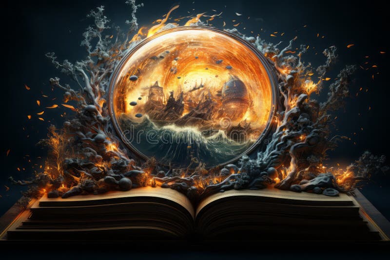 The Book of the Creation Orb Stock Image - Image of orange, blue: 284642823