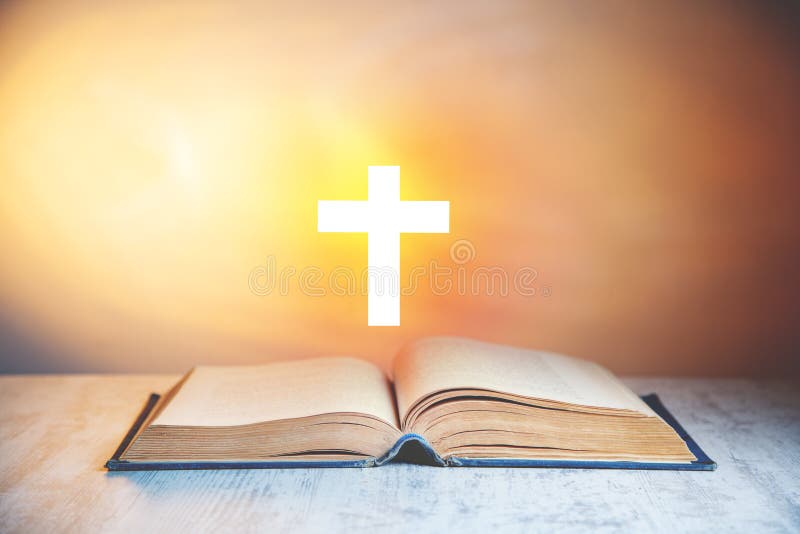 Book with cross in screen stock image. Image of open - 207745243