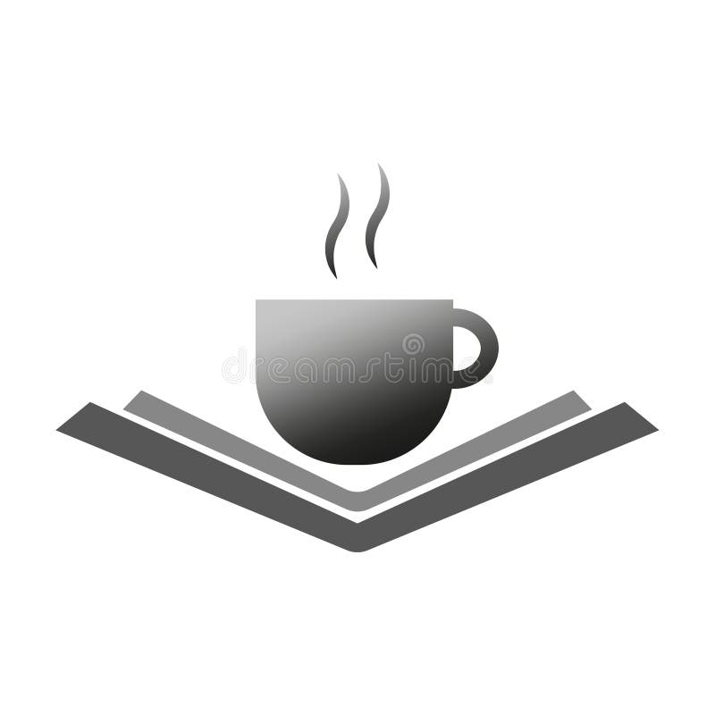Book and a Cup of Coffee Logo Concept. Vector Illustration. Stock Image ...