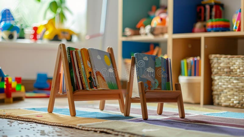 Book Display Stand Inside a Child S Playroom Stock Illustration ...