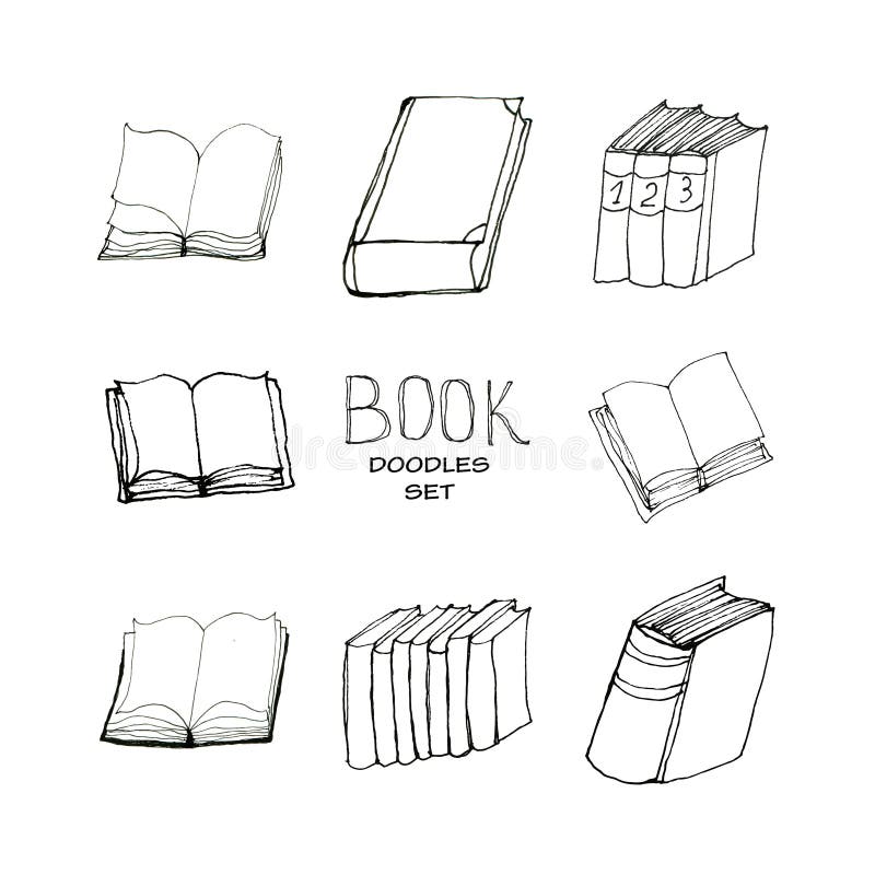 Book doodles set stock vector. Illustration of book, decoration - 84642038