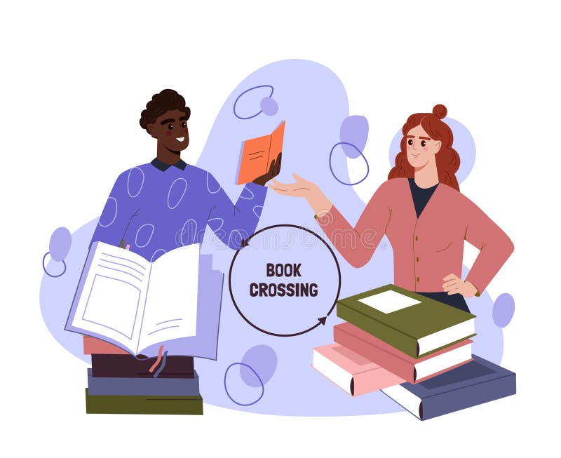 Book Exchange between Two People. Vector Illustration Stock ...
