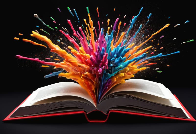 Book Exploding with Knowledge. Generative AI Stock Illustration ...
