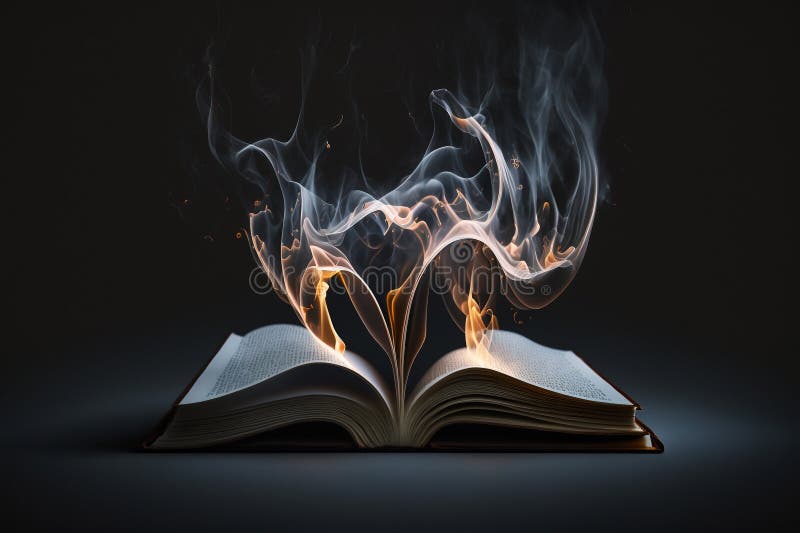 The Book is on Fire. Burning Book Magic Stock Illustration ...