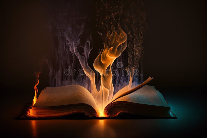 The Book is on Fire. Burning Book Magic Stock Illustration ...