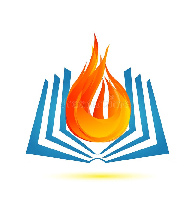 Book on Fire Flame Emblem Logo Stock Vector - Illustration of friends ...