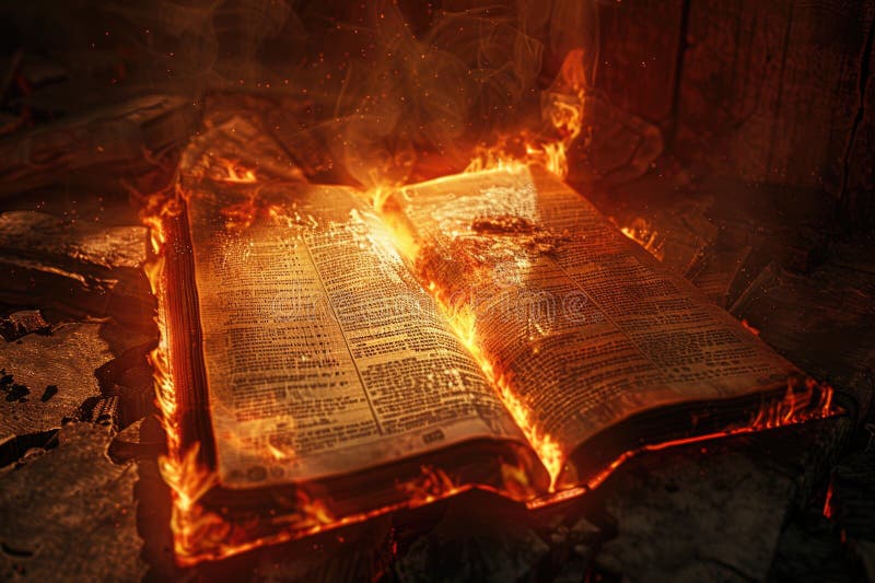 A Book on Fire, Often Used As a Symbol for Destruction of Knowledge or ...