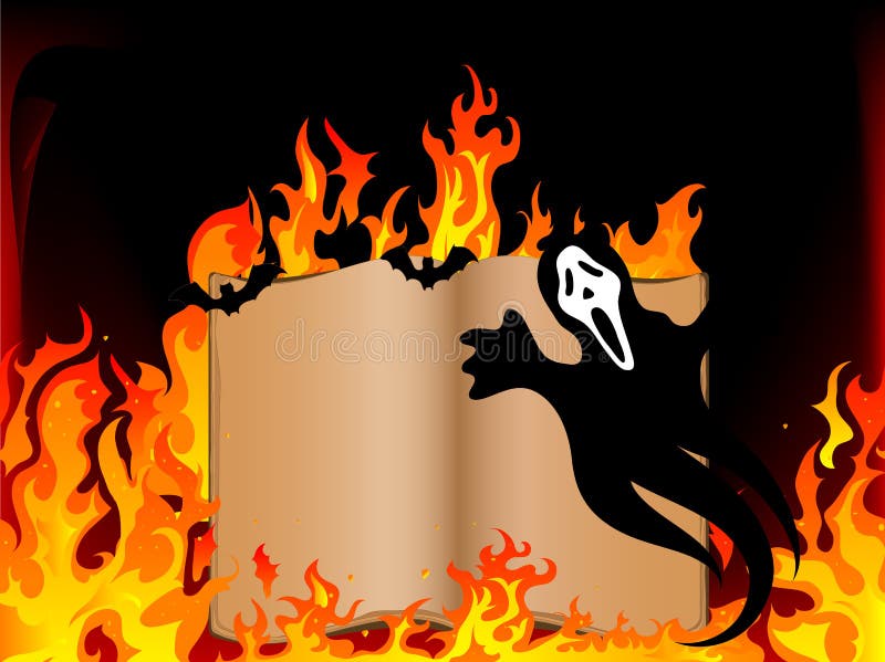 Book in fire stock vector. Illustration of book, open - 44945224