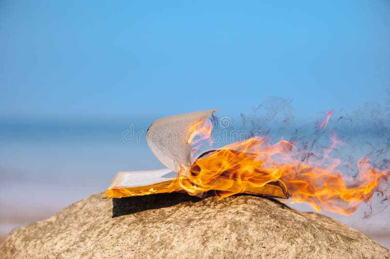 Book in flames stock image. Image of bright, danger, fire - 61190657
