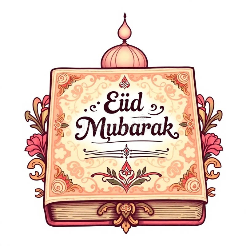 A Book with a Floral and Eid Mubarak Design Stock Illustration ...