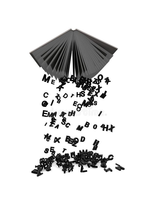 Book with flying letters stock illustration. Illustration of ...