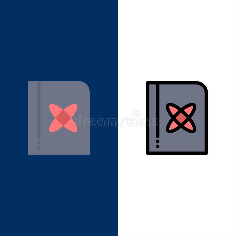Book, Formula, Physics, Science Icons. Flat and Line Filled Icon Set ...
