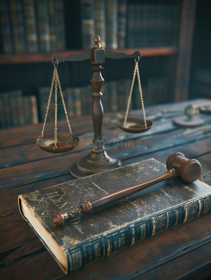 A Book with a Gavel and Scales on Top of it Stock Image - Image of ...