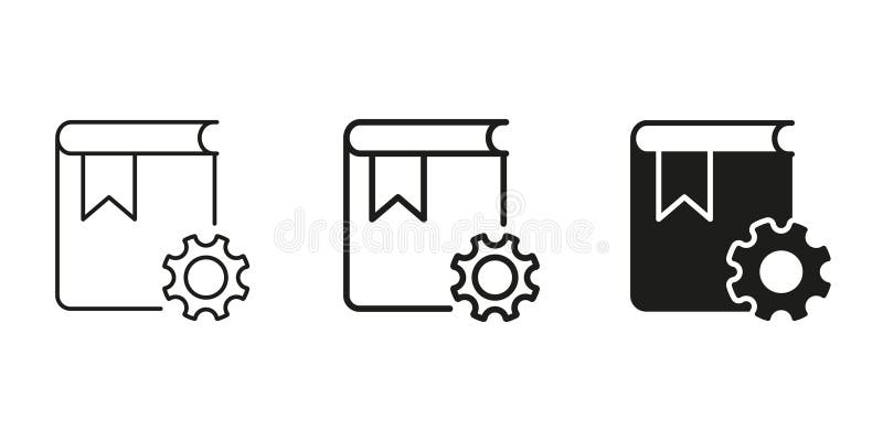 Book with Gear Line and Solid Icon. Knowledge Management, Technical ...
