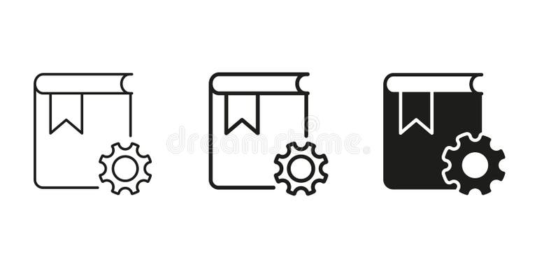 Book with Gear Line and Solid Icon. Knowledge Management, Technical ...