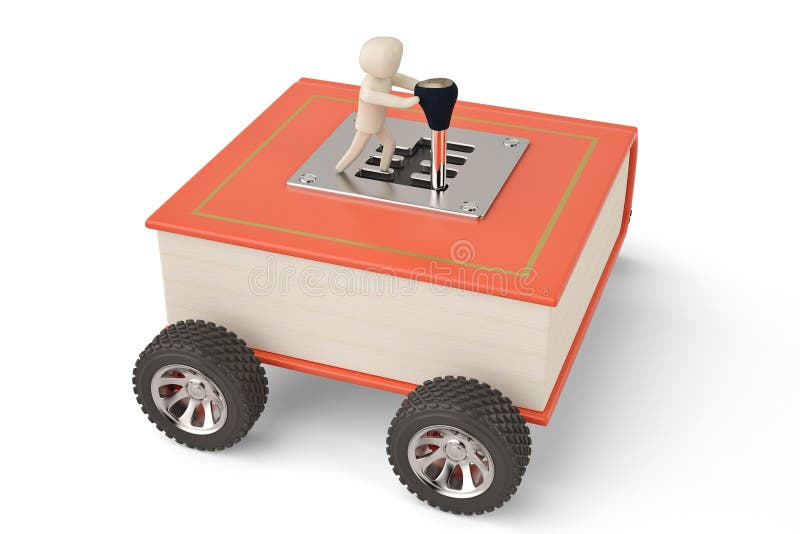 Book Gear Stick on Wheels Isolated on White Background.3D Illustration ...