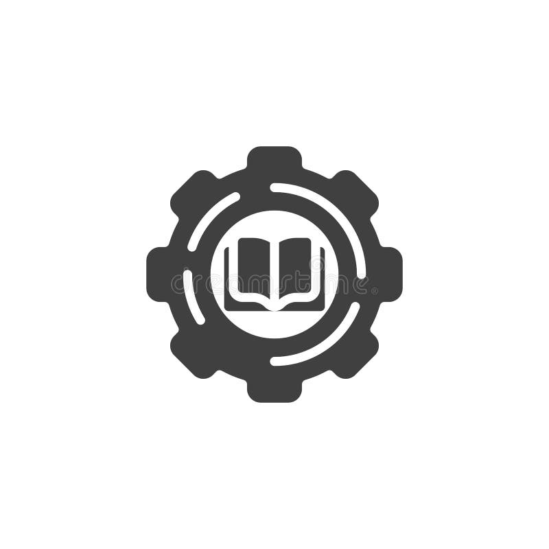 Book and gear line icon stock vector. Illustration of gear - 153374716