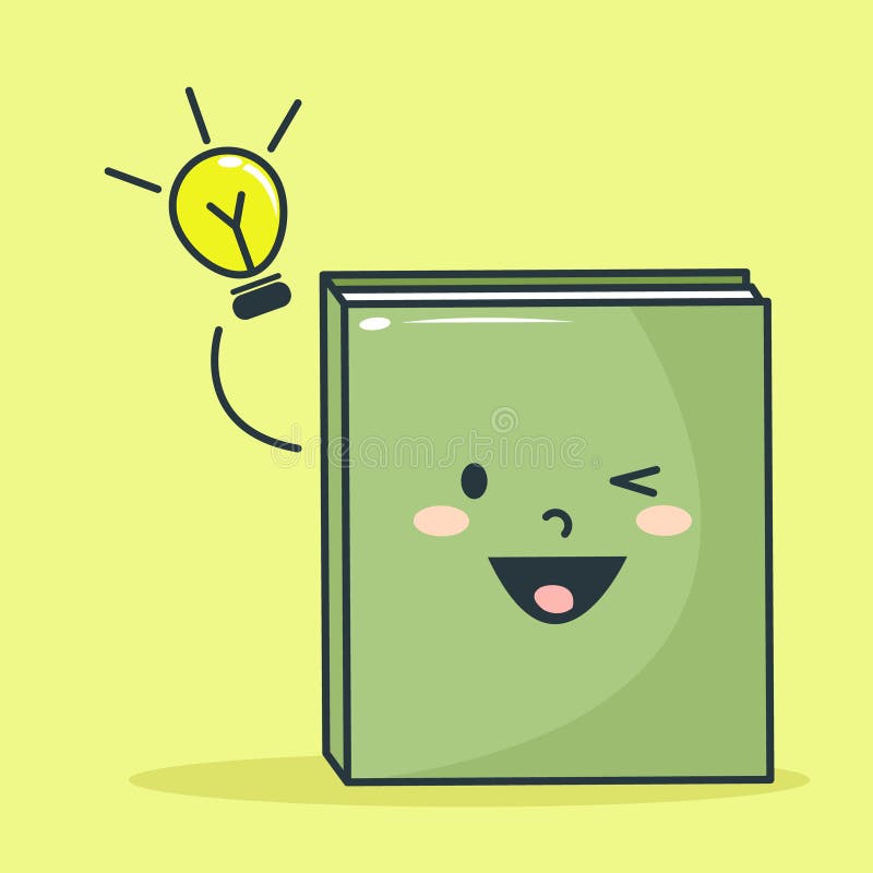 Book Get an Idea in Cute Cartoon Style Stock Vector - Illustration of ...