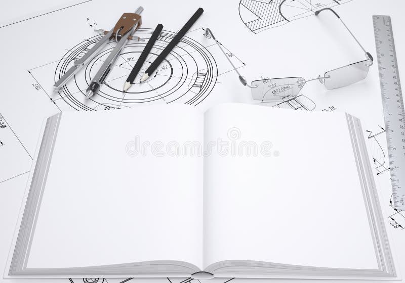 Book, Glasses, Ruler, Compass and Pencil Stock Illustration ...
