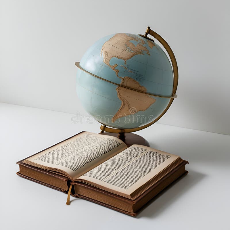 Globe, Book with Compass, Education Concept Stock Illustration ...