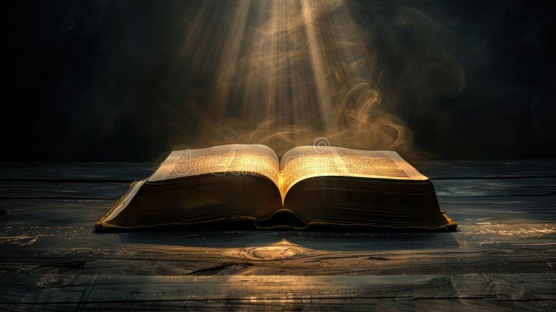 A Book with a Glowing Light Emerging from Its Pages, Representing Stock ...