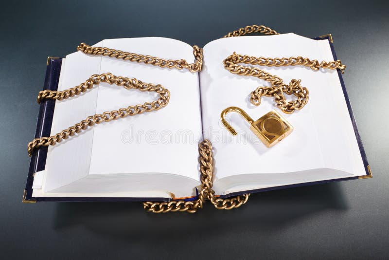 Book with Golden Chain and Lock Stock Image - Image of blank, journal ...