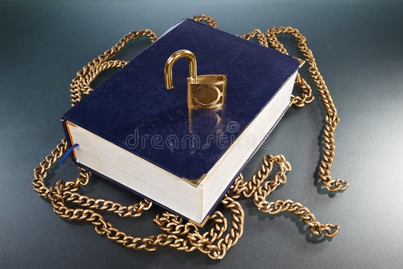 Book with Golden Chain and Lock Stock Image - Image of blank, journal ...