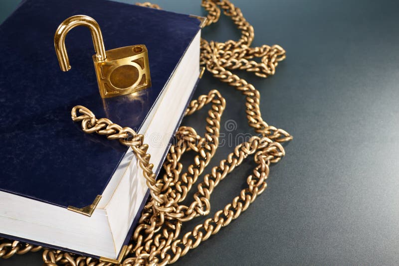 Book with Golden Chain and Lock Stock Image - Image of golden, blank ...