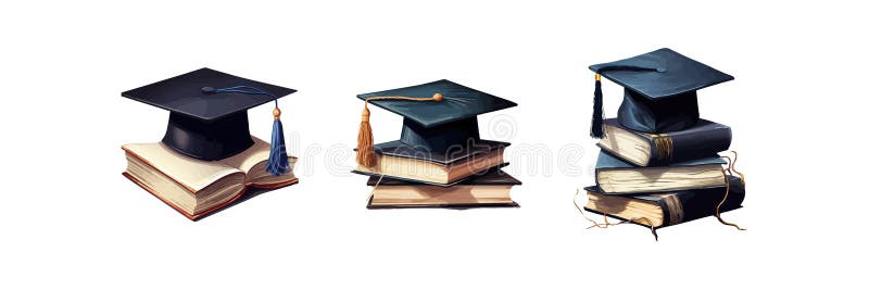 Book and Graduation Cap Set. Vector Illustration Design Stock Vector ...