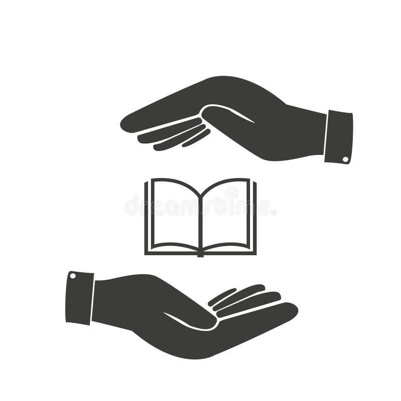 Book on Hand Flat Icon on White Background Stock Vector - Illustration ...