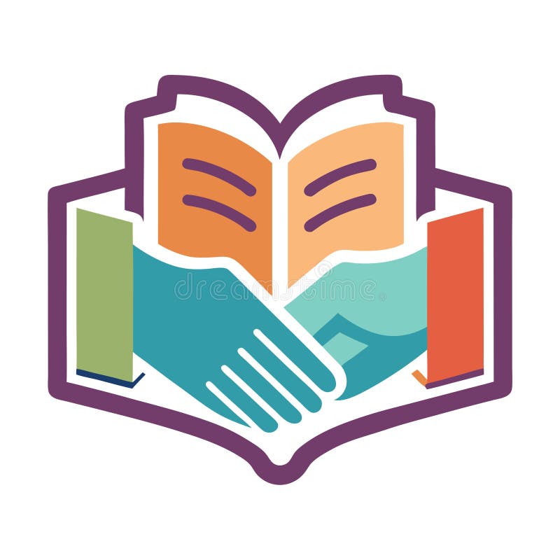 Book and Handshake Icon: Knowledge Sharing, Collaboration, and ...