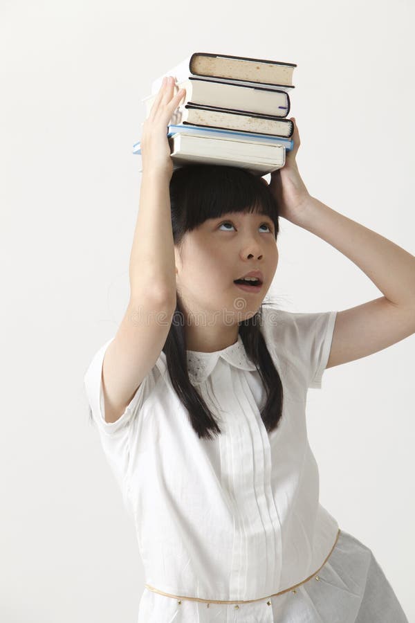 Book on her head stock photo. Image of book, child, study - 48522968