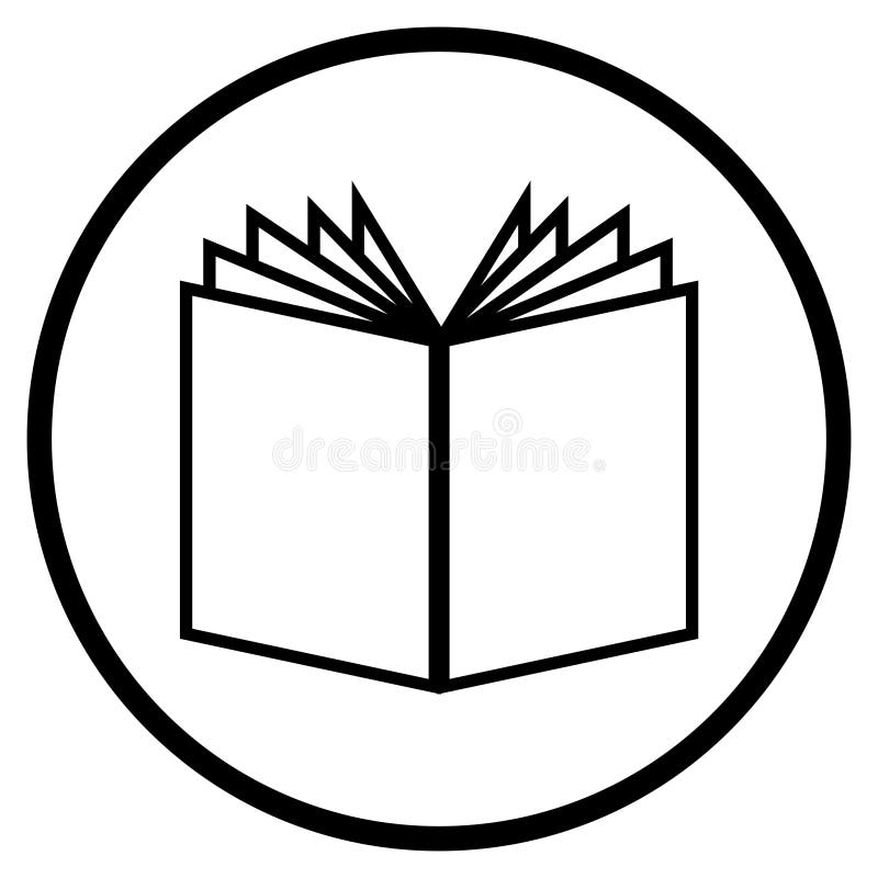 Book Icon in black circle stock illustration. Illustration of text ...