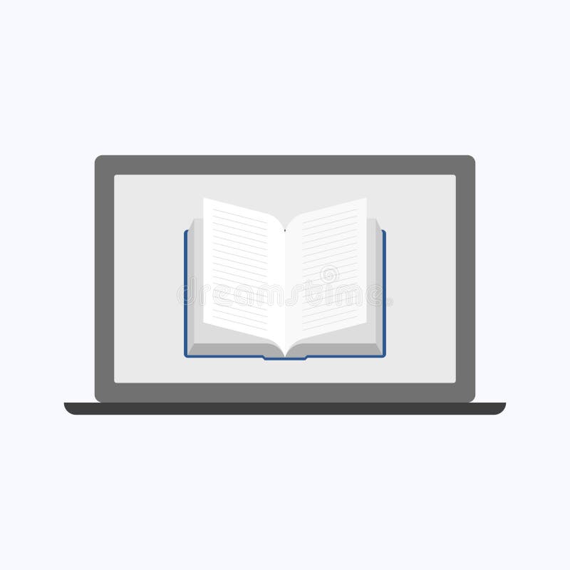 Book icon with gray laptop stock vector. Illustration of mockup - 149205234