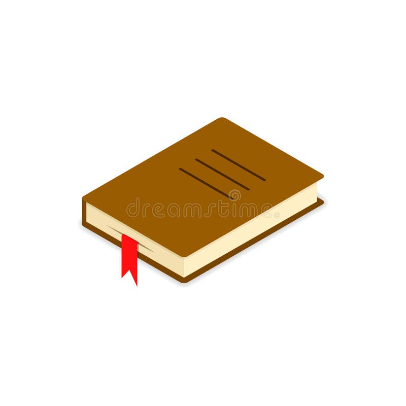 Book Icon Isometric, Vector Flat Brown Symbol Isolated on White ...