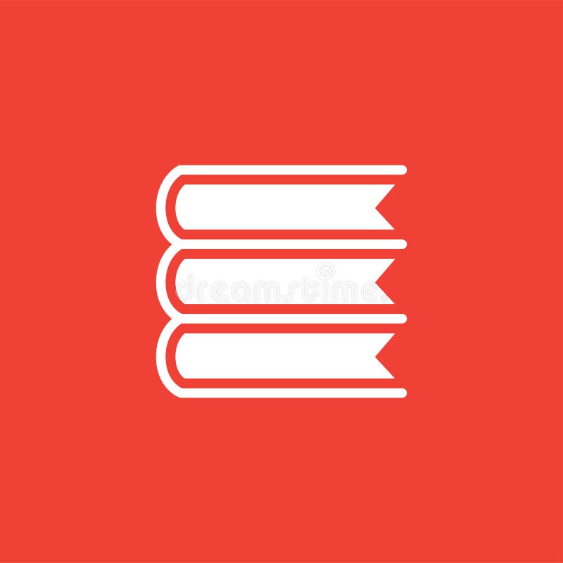 Book Icon on Red Background. Red Flat Style Vector Illustration Stock ...