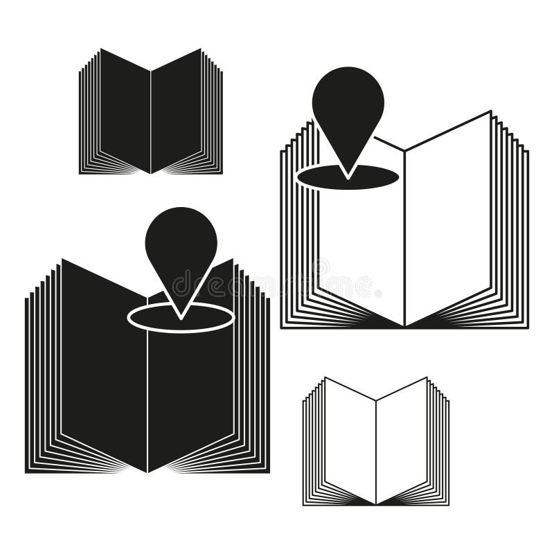 Book Icon Symbol. Map Pointer Shape. Location Reading Vector. Education ...