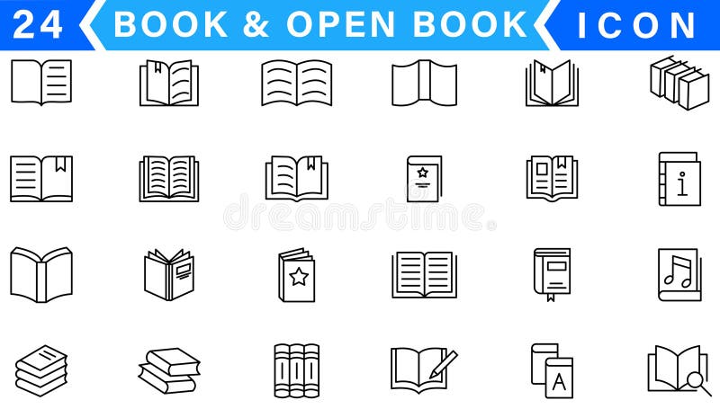 Book Icon Vector. Open Book Icon Set Stock Vector - Illustration of ...