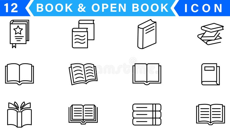Book Icon Vector. Open Book Icon Set Stock Vector - Illustration of ...