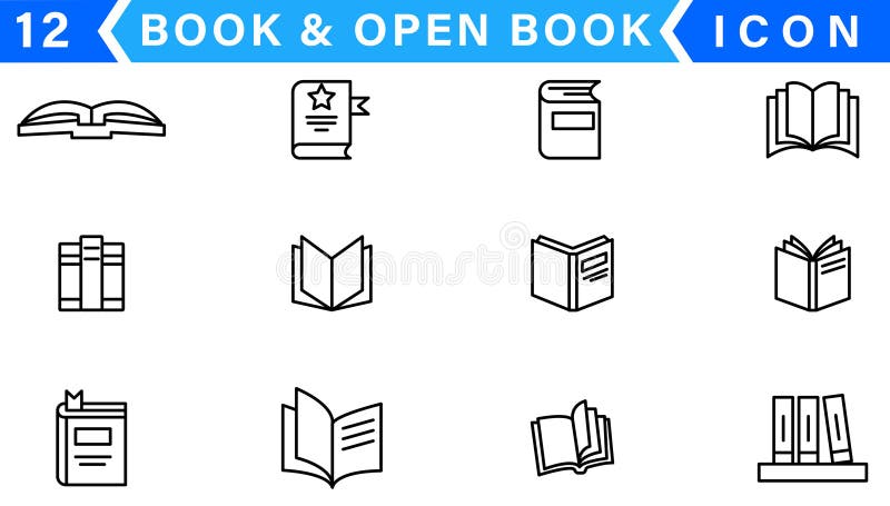 Book Icon Vector. Open Book Icon Set Stock Vector - Illustration of ...