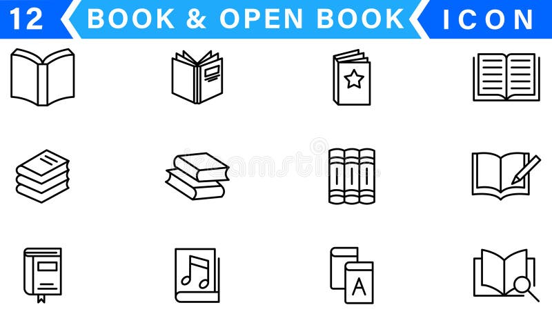 Book Icon Vector. Open Book Icon Set Stock Vector - Illustration of ...