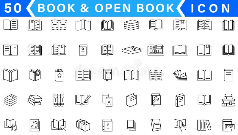 Book Icon Vector. Open Book Icon Set Stock Vector - Illustration of ...