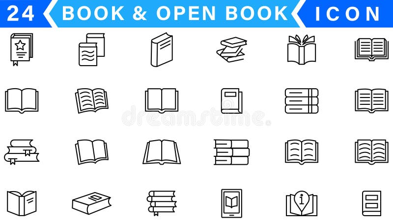 Book Icon Vector. Open Book Icon Set Stock Vector - Illustration of ...