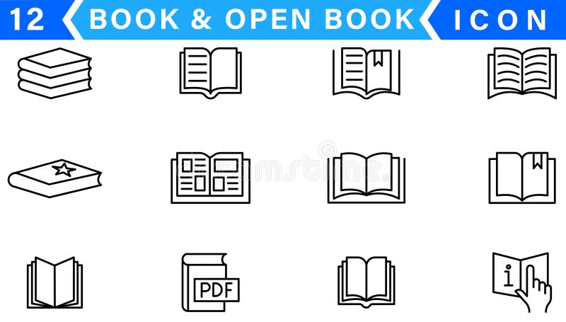 Book Icon Vector. Open Book Icon Set Stock Vector - Illustration of ...