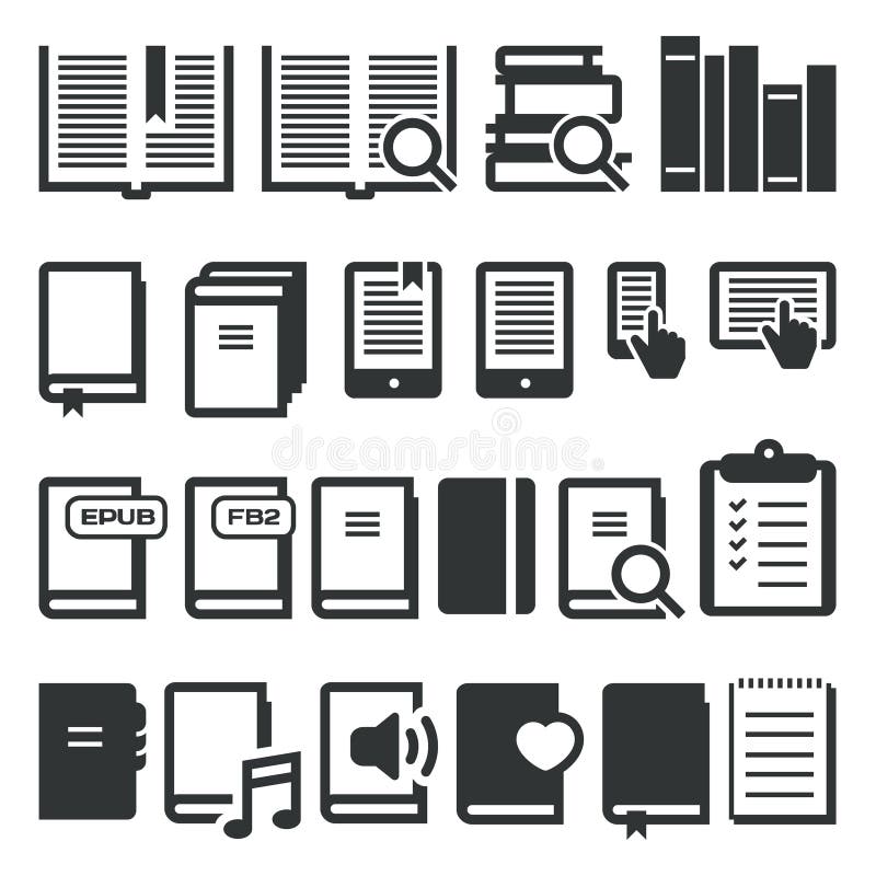 Book Icons, E-book, Reading on Different Devices Stock Vector ...