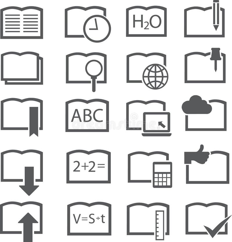 20 Book Icons of Grey Colour Stock Vector - Illustration of computer ...