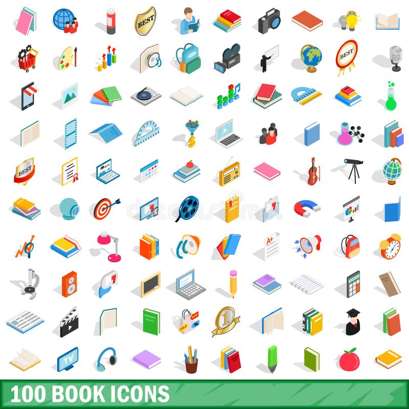 Book Icons Set, Isometric 3d Style Stock Vector - Illustration of ...
