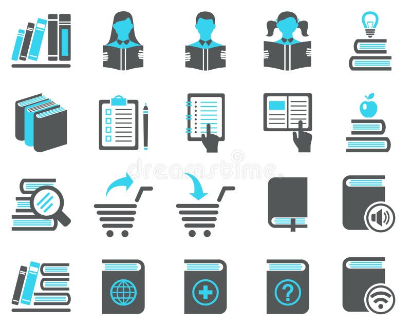 Book Icons // Azure Series stock vector. Illustration of download ...