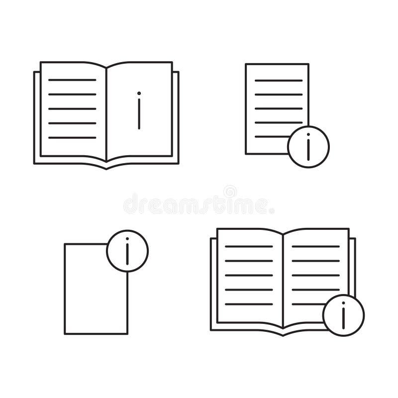 Book Icons Set. Simple Line Drawings. Information Symbols. Vector ...
